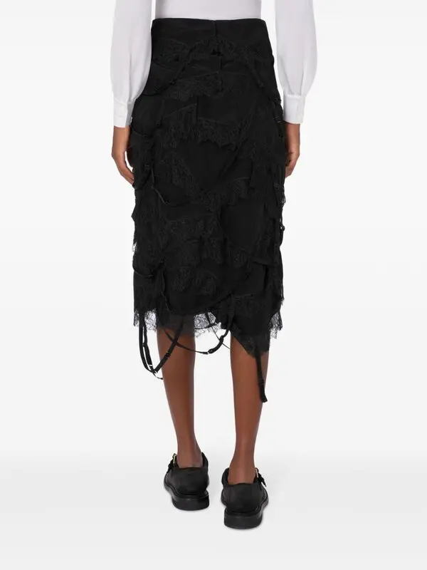 Moschino Distressed-effect Silk Midi Skirt