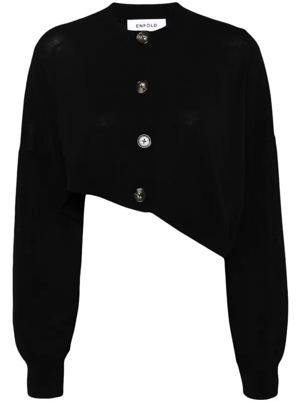 Enfold Asymmetric Cropped Cardigan - Black | Editorialist