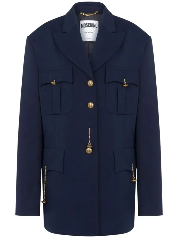 Moschino Peak-lapel Cotton-blend Coat - Blue