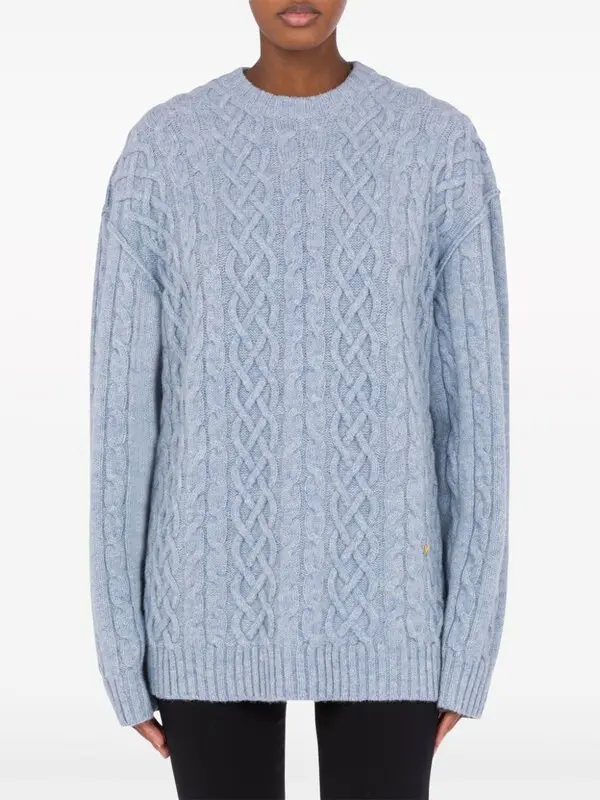 Moschino Cable Knit Virgin Wool Jumper - Blue
