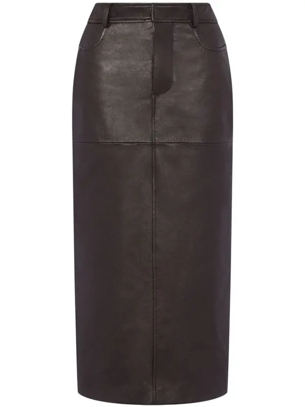 Moschino Pencil Leather Midi Skirt
