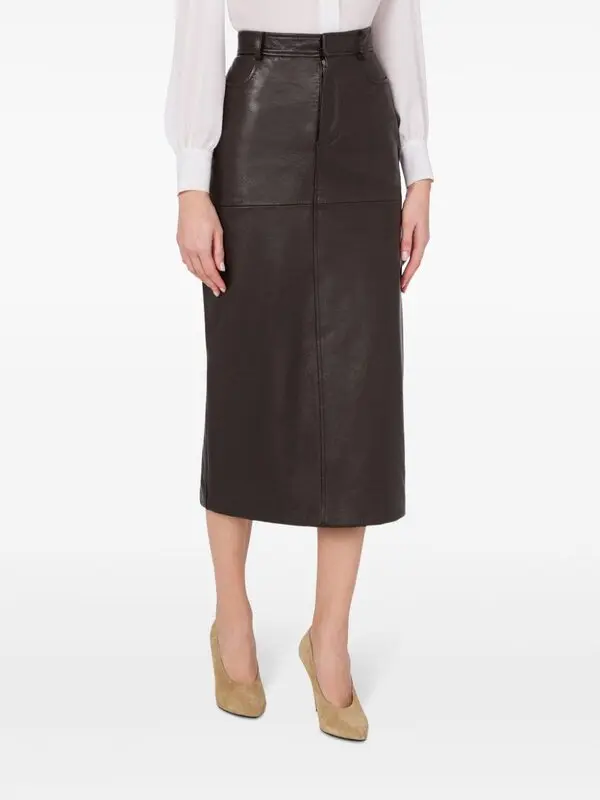 Moschino Pencil Leather Midi Skirt