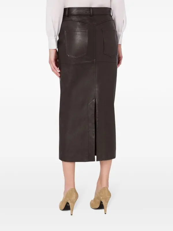 Moschino Pencil Leather Midi Skirt
