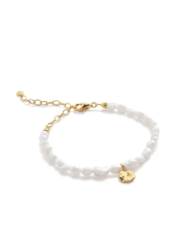 Monica Vinader Capri Keshi Pearl Disc Pendant Bracelet - White