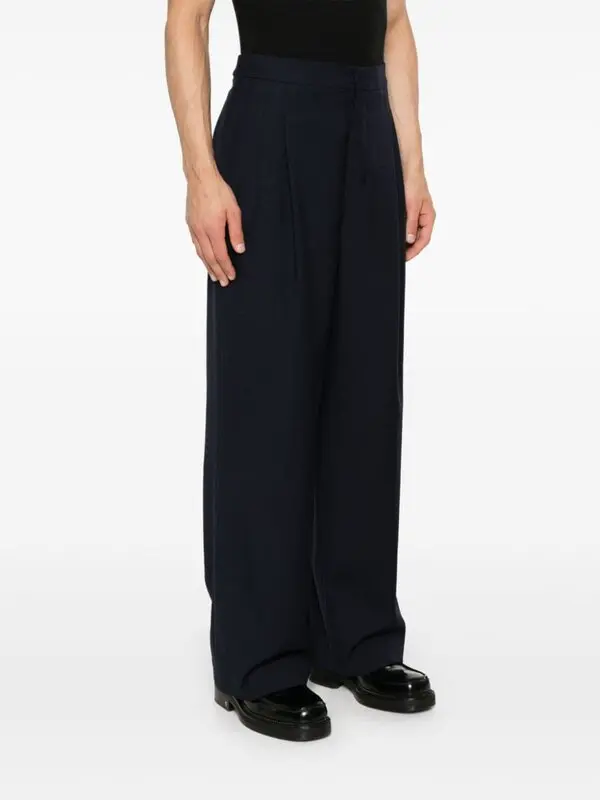 AMI Paris Pleated Wide Leg Trousers