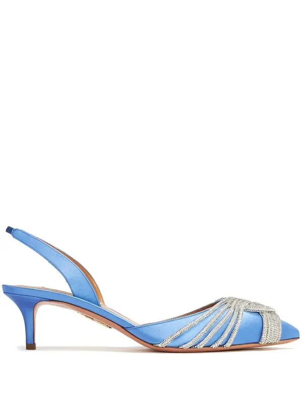 AQUAZZURA 50mm Gatsby Slingback Pumps - Blue