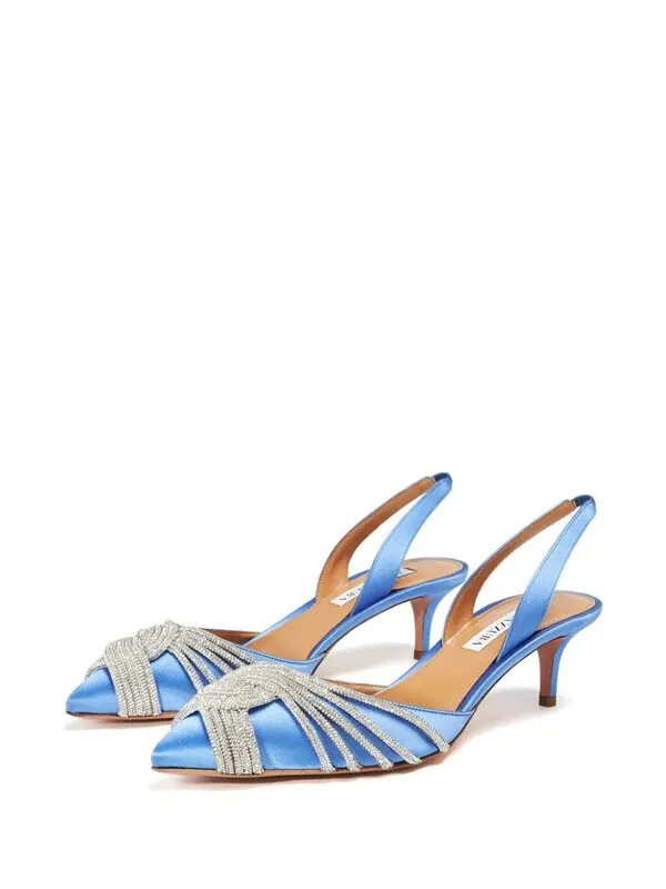 AQUAZZURA 50mm Gatsby Slingback Pumps - Blue
