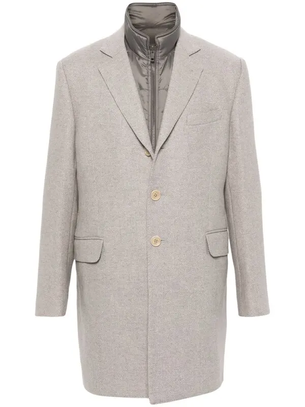 FAY Layered Herringbone Pattern Coat