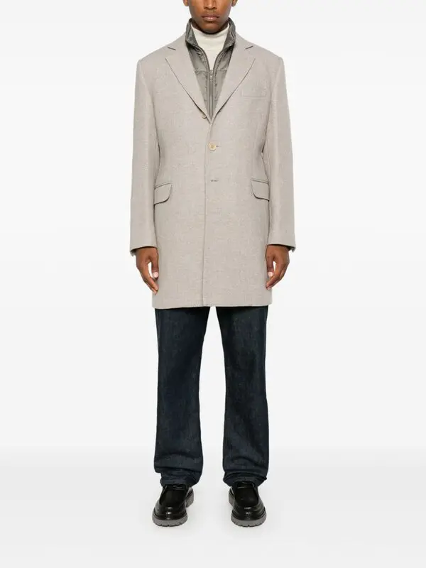 FAY Layered Herringbone Pattern Coat