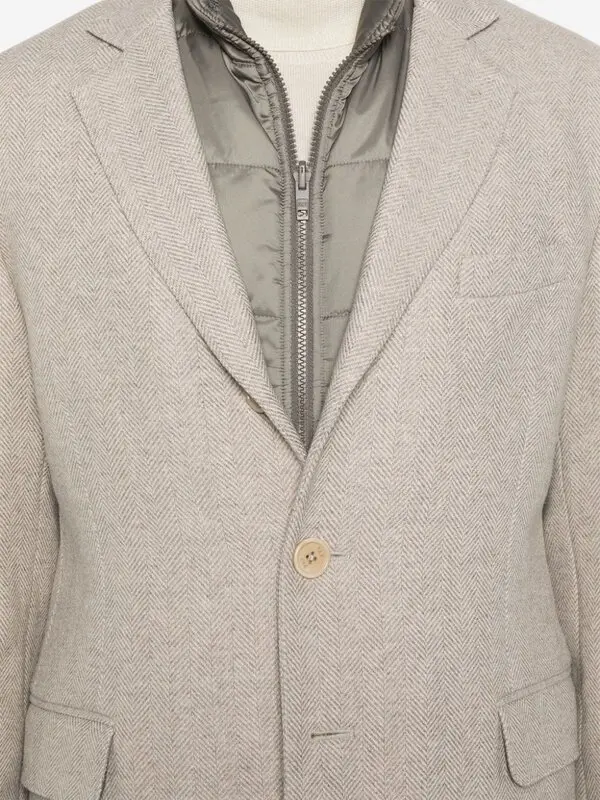 FAY Layered Herringbone Pattern Coat