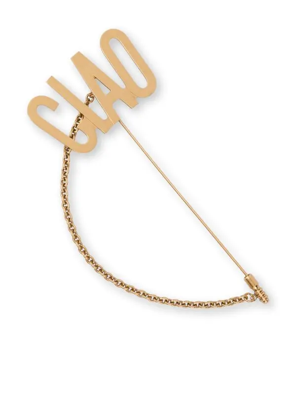 Moschino Ciao Lettering Chain Brooch - Gold