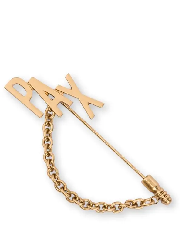 Moschino Pax Lettering Chain Brooch - Gold