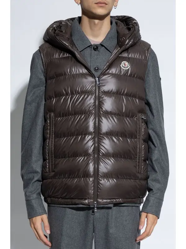 Moncler Barant Double Hood Down Vest - Brown | Editorialist