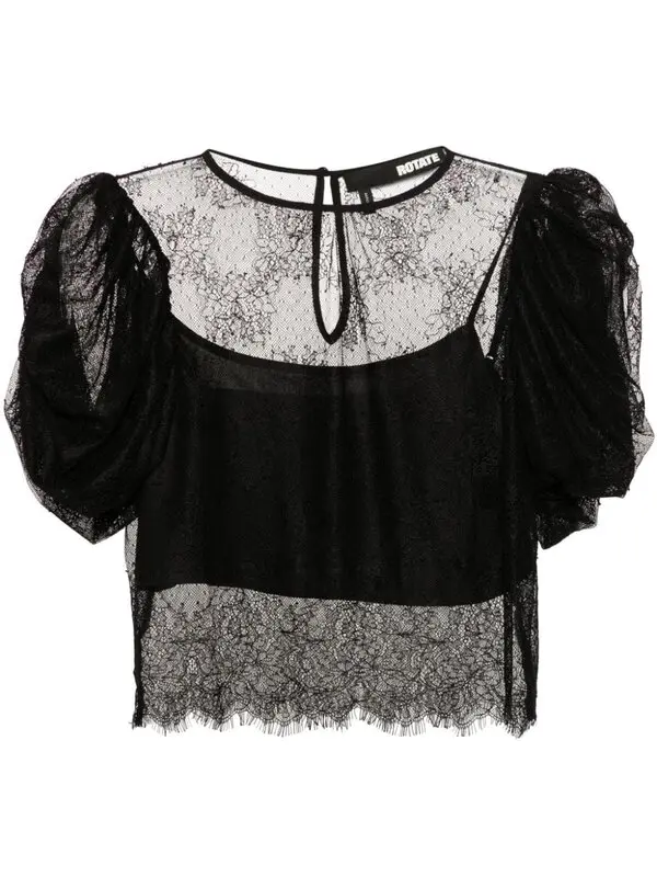 ROTATE BY BIRGER CHRISTENSEN Puff-sleeves Lace Blouse