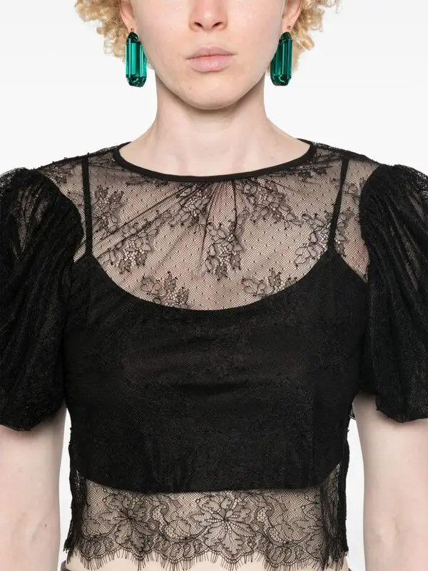 ROTATE BY BIRGER CHRISTENSEN Puff-sleeves Lace Blouse