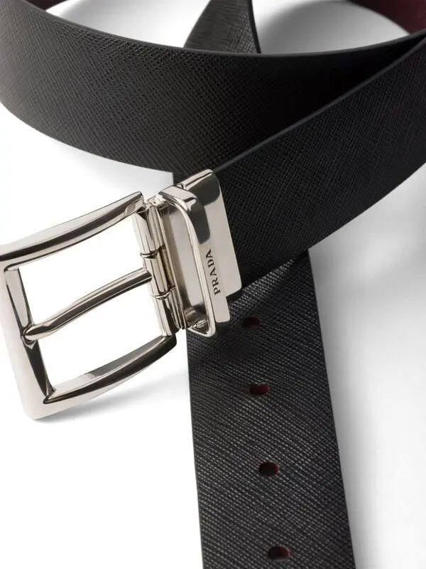 Prada Saffiano Leather Reversible Belt - Black