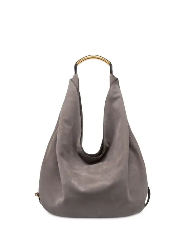 Moschino Handle Me Leather Shoulder Bag - Grey