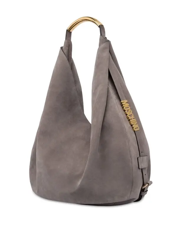 Moschino Handle Me Leather Shoulder Bag - Grey