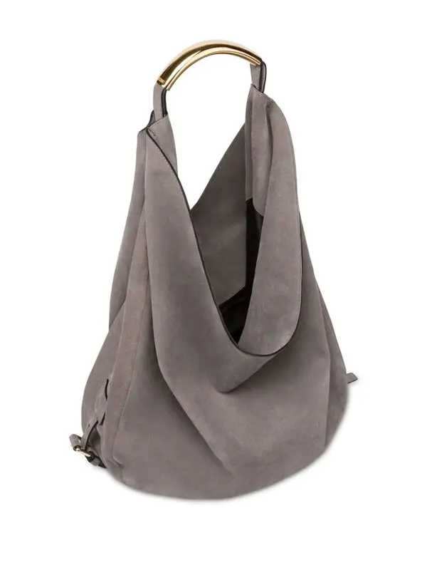 Moschino Handle Me Leather Shoulder Bag - Grey