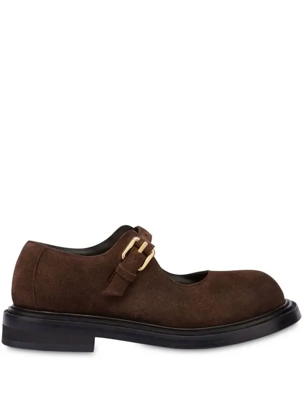 Moschino Olivia Buckled Suede Loafers