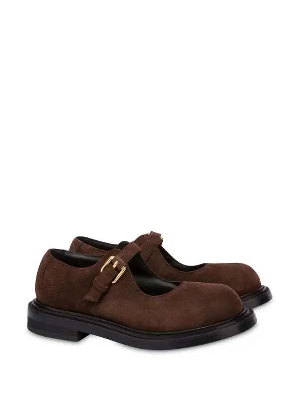 Moschino Olivia Buckled Suede Loafers