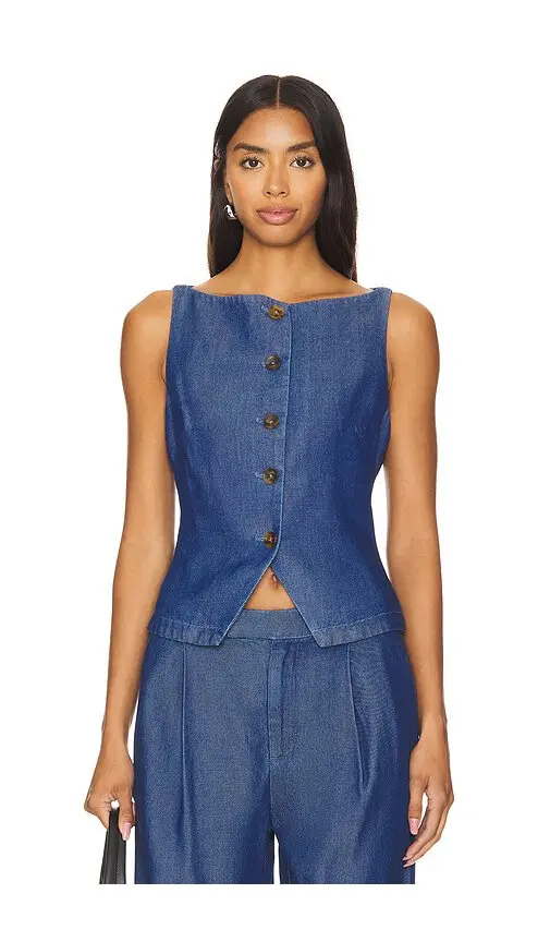 LOVERS AND FRIENDS Agathe Vest Top - Blue Denim