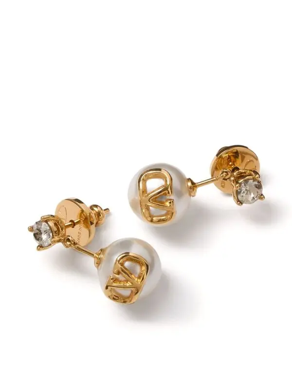 Valentino Garavani Vlogo Signature Faux-pearl Earrings - Gold