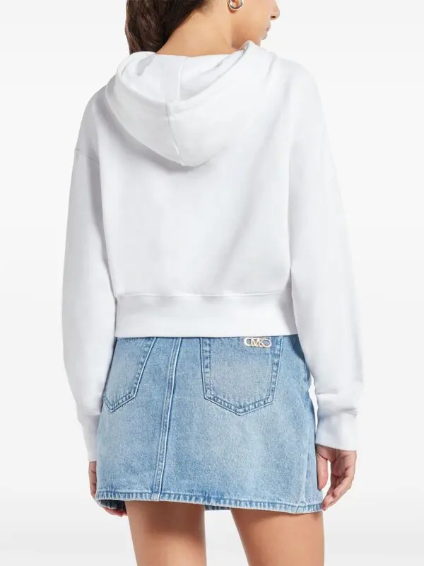 Michael Kors Empire Logo Organic-cotton Hoodie - White
