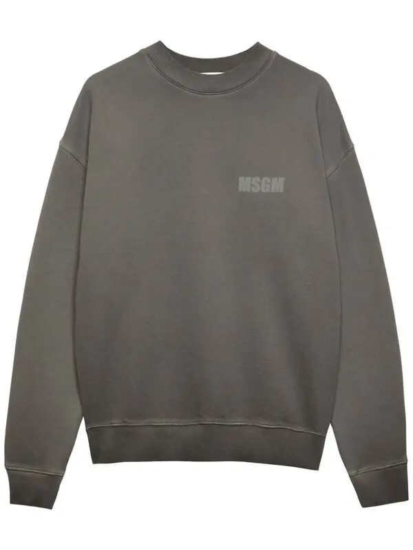 MSGM Logo-print Cotton Sweatshirt - Grey