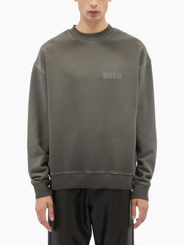 MSGM Logo-print Cotton Sweatshirt - Grey