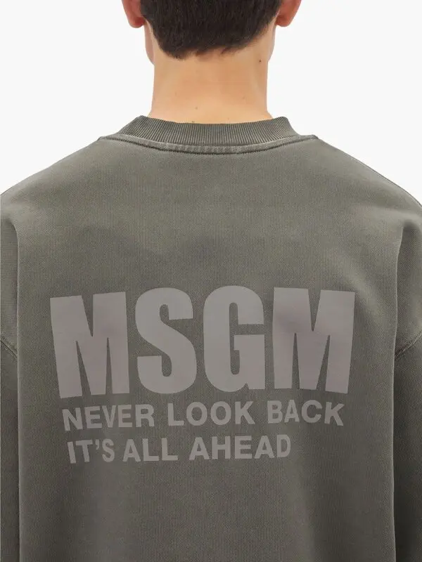 MSGM Logo-print Cotton Sweatshirt - Grey