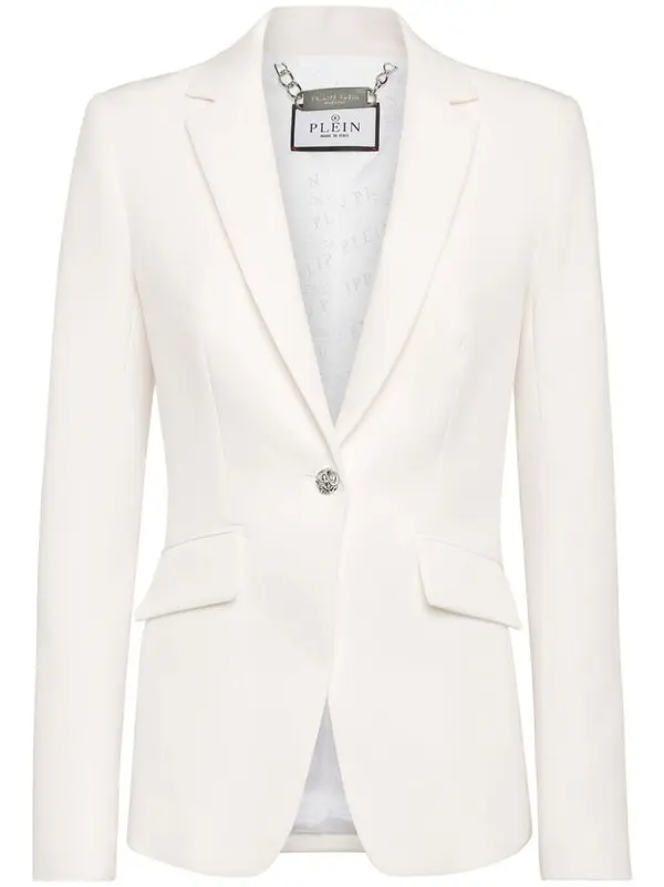 Philipp Plein Cady Blazer With Crystal Skull Appliqu - White