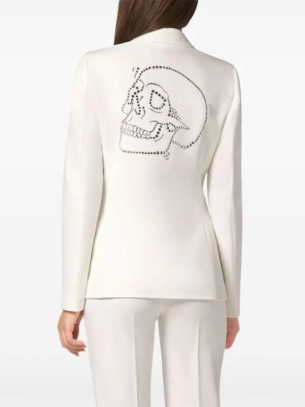 Philipp Plein Cady Blazer With Crystal Skull Appliqu - White