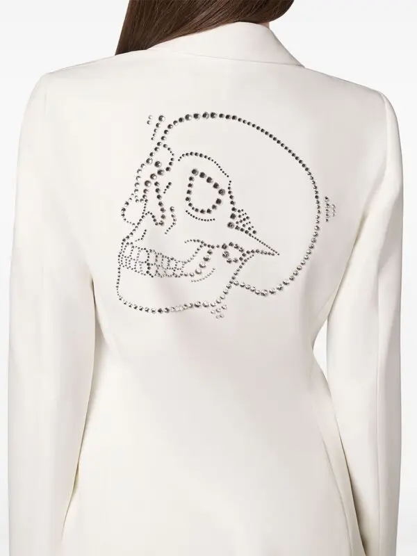Philipp Plein Cady Blazer With Crystal Skull Appliqu - White