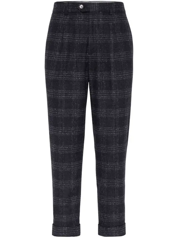 Brunello Cucinelli Check-pattern Trousers - Black