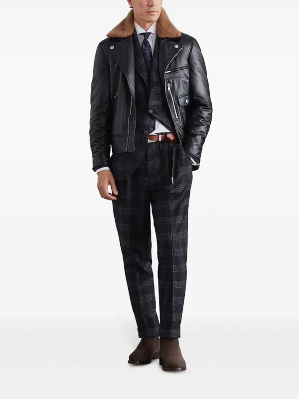 Brunello Cucinelli Check-pattern Trousers - Black