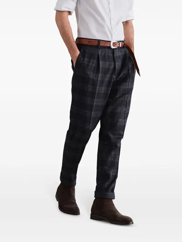 Brunello Cucinelli Check-pattern Trousers - Black