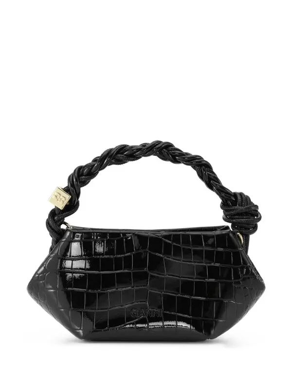 GANNI Bou Crocodile-effect Mini Bag - Black