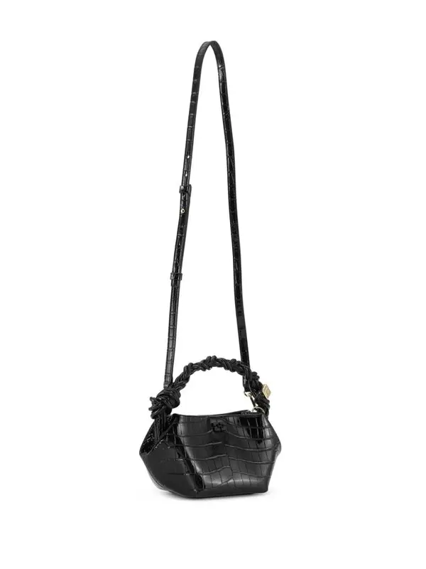 GANNI Bou Crocodile-effect Mini Bag - Black