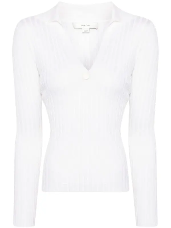 Vince Snap Polo Sweater - White