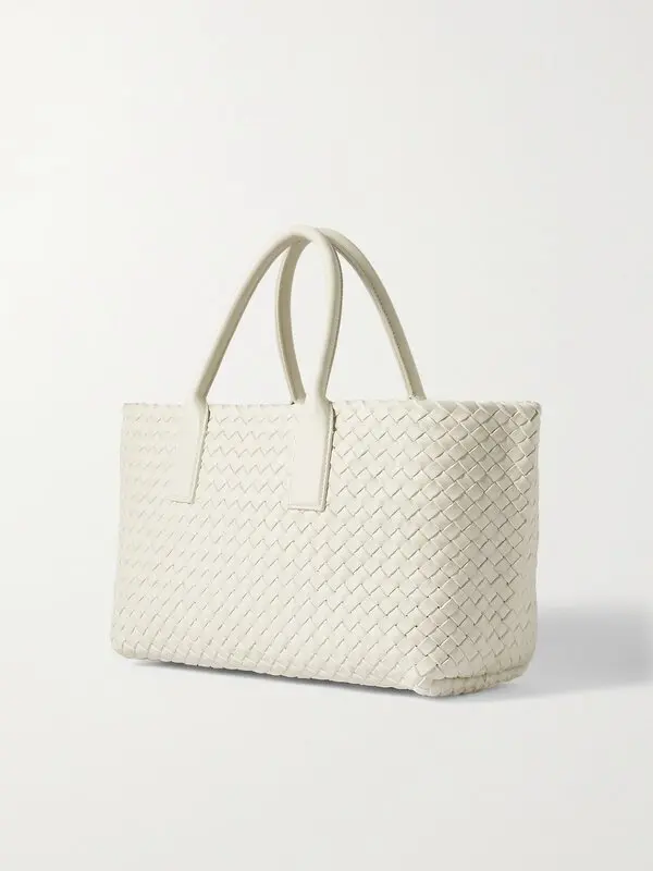 Bottega Veneta Cabat Intrecciato Leather Tote - White