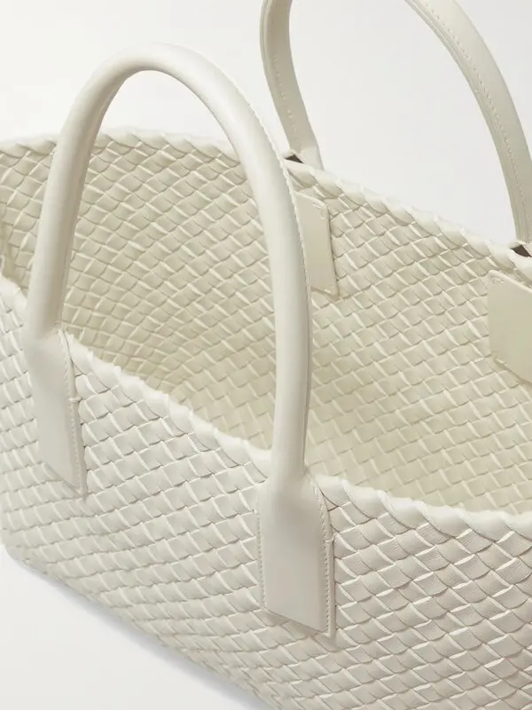 Bottega Veneta Cabat Intrecciato Leather Tote - White