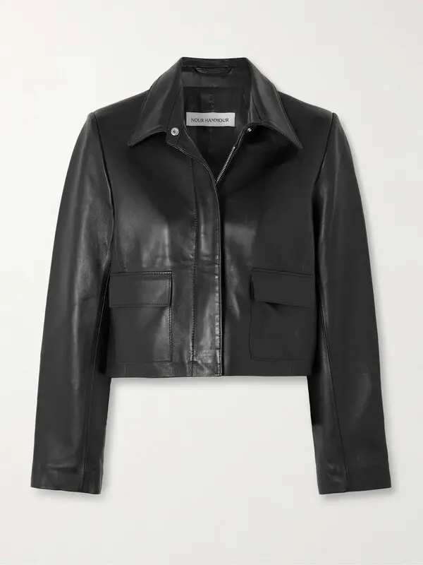 Nour Hammour Bleeker Cropped Leather Jacket