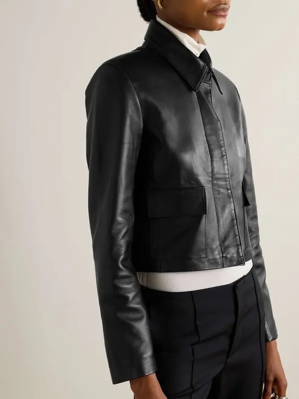 Nour Hammour Bleeker Cropped Leather Jacket