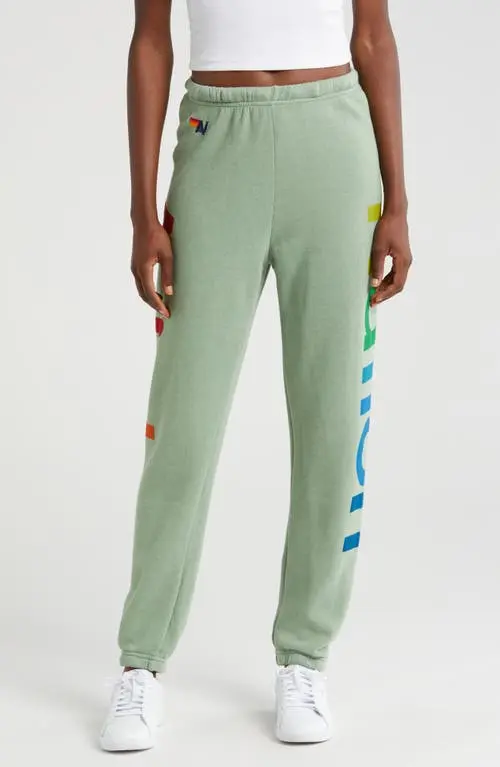 Aviator Nation Rainbow Logo Sweatpants - Sage