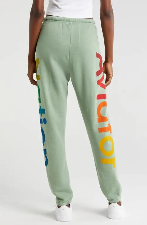 Aviator Nation Rainbow Logo Sweatpants - Sage
