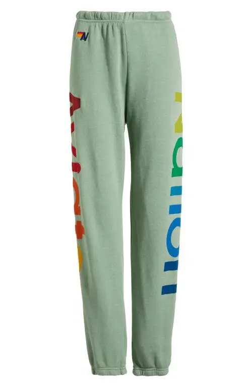 Aviator Nation Rainbow Logo Sweatpants - Sage