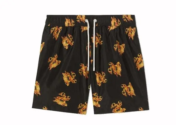 Palm Angels Burning Monogram Swim Shorts - Black/gold