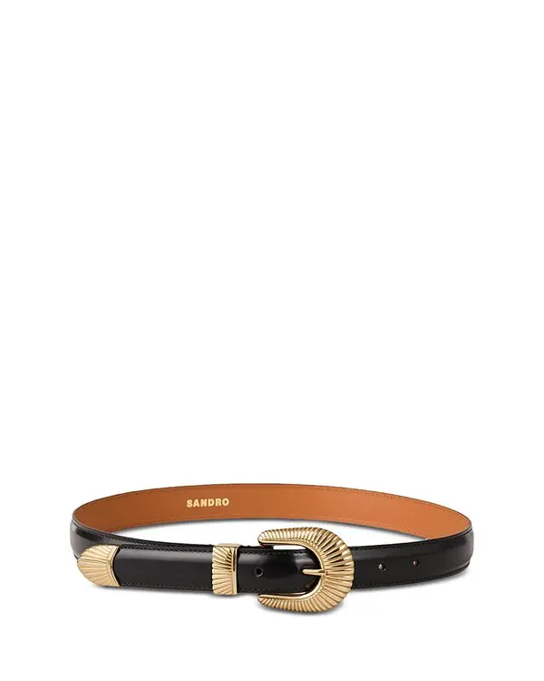 Sandro Eve Leather Belt - Black