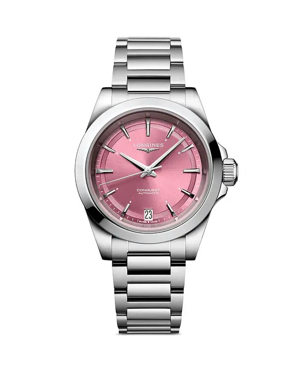 LONGINES Conquest 34mm Watch - Pink/silver